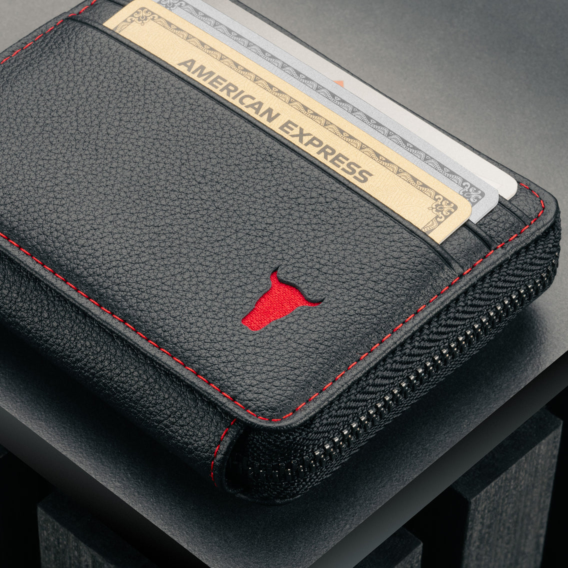 Leather Zipped Coin Purse with Card Holder - TORRO