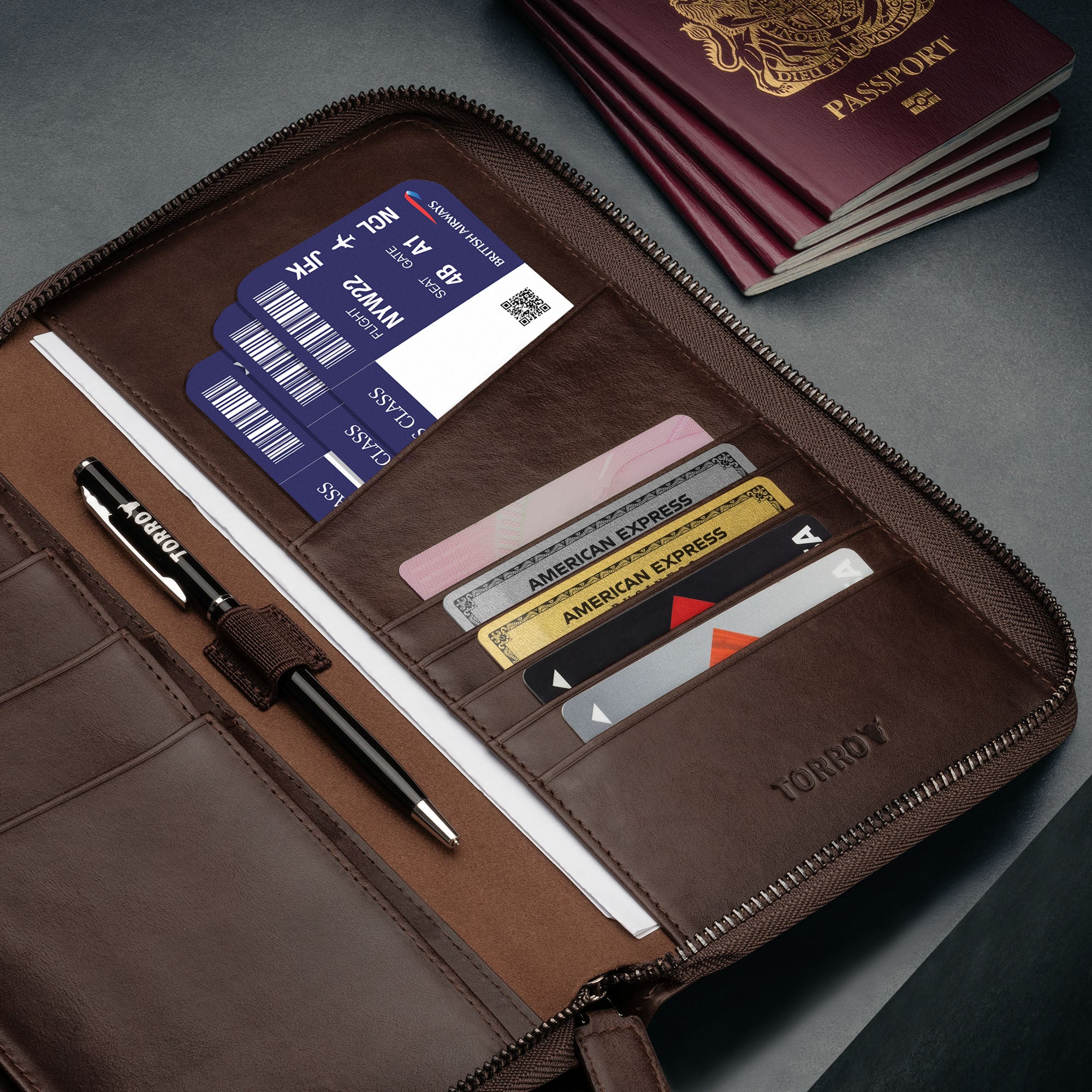 Family Passport Holder and Document Organiser (Holds 4 Passports) – TORRO