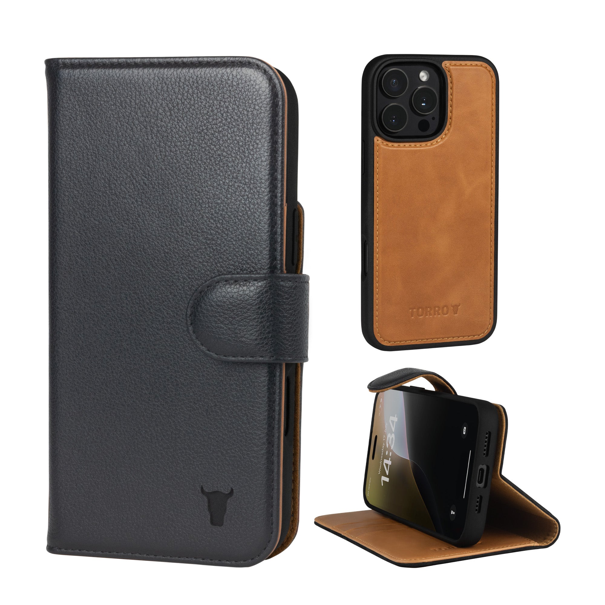 iPhone 16 Pro Leather Wallet Case (with Detachable Cover & MagSafe Com ...